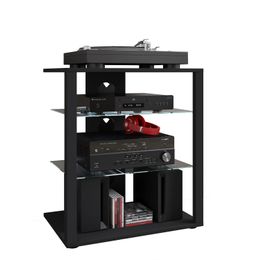 Wohnzimmertisch Vcm "Hifi M&ouml;bel Rack Alu Glas Phono Mediaregal Folas", schwarz, B:60cm T:41cm, Regale, TVRack