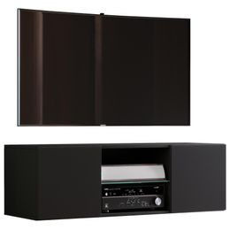 Wohnzimmertisch Vcm "Holz TV Wand H&auml;nge Lowboard Fernsehschrank Jusa 95", schwarz, B:95cm T:36cm, Regale, TV-Sideboard