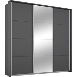 Schwebet&uuml;renschrank Rauch "Kleiderschrank Schrank Garderobe W&auml;scheschrank TOMA mit Passepartout", grau (graumetallic), B:211cm H:214cm T:64cm, Holzwerkstoff, Schr&auml;nke, Schwebet&uuml;renschrank, inkl. Regaleinsatz sowie zus&auml;tzlichen Einlegeb&ouml;den MADE IN GERMANY