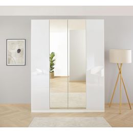 Kleiderschrank OTTO HOME "Mehrzweckschrank Aktenschrank M&ouml;bel Mietswohnung Schlafzimmer KOLUNA", wei&szlig; (alpinwei&szlig;, glas kristallwei&szlig;), B:181cm H:229cm T:54cm, Holzwerkstoff, Schr&auml;nke, Kleiderschrank, mit Spiegel, inkl. 2 Innenschubladen sowie extra B&ouml;den MADE IN GERMANY
