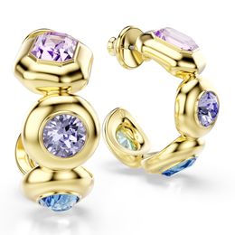 Paar Creolen Swarovski "Schmuck Geschenk Gema Ohrringe", bunt (gelbgoldfarben, metallfarben, lila, blau, lila, blau), Ohrringe, Damen, Metall, mit Swarovski Kristall