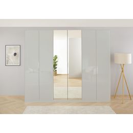 Kleiderschrank OTTO HOME "Mehrzweckschrank Aktenschrank M&ouml;bel Mietswohnung Schlafzimmer KOLUNA", grau (seidengrau, glas seidengrau), B:271cm H:229cm T:54cm, Holzwerkstoff, Schr&auml;nke, Kleiderschrank, mit Spiegel, inkl. 2 Innenschubladen sowie extra B&ouml;den MADE IN GERMANY