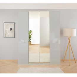 Kleiderschrank OTTO HOME "Mehrzweckschrank Aktenschrank M&ouml;bel Mietswohnung Schlafzimmer KOLUNA", grau (seidengrau, glas seidengrau), B:181cm H:210cm T:54cm, Holzwerkstoff, Schr&auml;nke, Kleiderschrank, mit Spiegel, inkl. 2 Innenschubladen sowie extra B&ouml;den MADE IN GERMANY