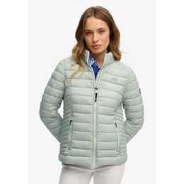 Steppjacke Superdry "Fuji Lite Padded Jacket", Damen, Gr. L, aqua grau, Steppware, Obermaterial: 100% Nylon, unifarben, normal, Jacken Steppjacke, aus Nylon, normale Passform, mit Rei&szlig;verschluss