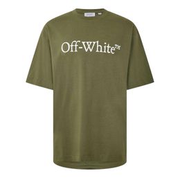 Off-White Off White - "Bookish" T-Shirt f&uuml;r Herren, Rundhalsausschnitt (Moosgr&uuml;n/Wei&szlig;)