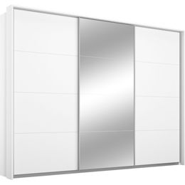 Schwebet&uuml;renschrank Rauch "Kleiderschrank Schrank Garderobe W&auml;scheschrank TOMA mit Passepartout", wei&szlig; (alpinwei&szlig;), B:278cm H:214cm T:64cm, Holzwerkstoff, Schr&auml;nke, Schwebet&uuml;renschrank, inkl. Regaleinsatz sowie zus&auml;tzlichen Einlegeb&ouml;den MADE IN GERMANY