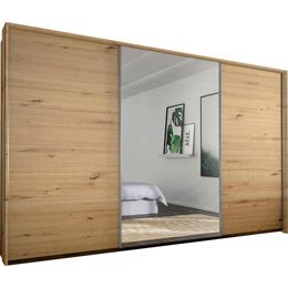 Schwebet&uuml;renschrank Rauch "Kleiderschrank Schrank Garderobe W&auml;scheschrank TOMA mit Passepartout", braun (eiche artisan), B:368cm H:233cm T:64cm, Holzwerkstoff, Schr&auml;nke, Schwebet&uuml;renschrank, inkl. Regaleinsatz sowie zus&auml;tzlichen Einlegeb&ouml;den MADE IN GERMANY