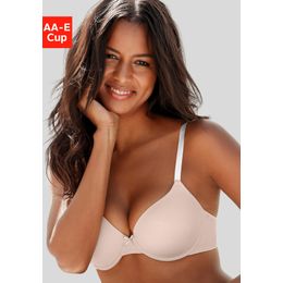 Schalen-BH Lascana "Ela", Damen, Gr. 70, Cup A, beige (puder), Microtouch, Obermaterial: 82% Polyamid (TACTEL), 18% Elasthan (LYCRA), Basic, BHs Schalen-BH, mit transparenten Tr&auml;gern, perfect basic mit B&uuml;gel, Sommer, Topseller