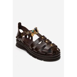 Solis Leder-Sandale mit Perlen