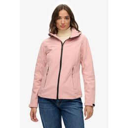 Outdoorjacke Superdry "HOODED CLASSIC TREKKER JACKET", Damen, Gr. L, vintage blush pink, Web, Obermaterial: 90% Polyester, 10% Elasthan, unifarben, slim fit normal, mit verstellbarem Klettverschluss, Jacken Outdoorjacke, mit Materialmix aus Polyester und Elasthan, Slim Fit