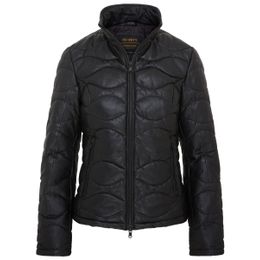 Schwarze gesteppte Bomberjacke aus Leder f&uuml;r Damen - Hamar