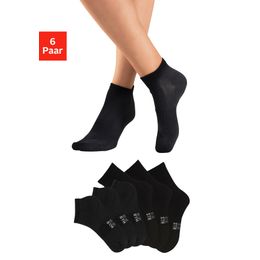 H.I.S. Sportsocken H.I.S "Sneaker Socken und Tennissocken f&uuml;r Damen und Herren", Damen, Gr. 43-46, schwarz (6x schwarz), Baumwollmischung, unifarben, elastisch, Socken Sportsocken, mit zwei L&auml;ngen in einer Packung, Baumwoll- Mischung