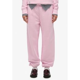 Sweathose Superdry "Essential Logo Jogger Hb", Damen, Gr. L, N-Gr, marigold, schwarz, optic, Jersey, Obermaterial: 100% Baumwolle, Hosen Sweathose, lockere Passform, aus Baumwolle, mit Kordel und Gummizug