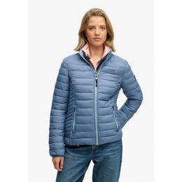 Steppjacke Superdry "Fuji Lite Padded Jacket", Damen, Gr. L, tidal blau, Steppware, Obermaterial: 100% Nylon, unifarben, normal, Jacken Steppjacke, aus Nylon, normale Passform, mit Rei&szlig;verschluss
