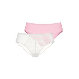 Hipster Dorina "Norissa", Damen, Gr. 4XL, ivory, pink, Microfaser, Obermaterial: 92% Polyamid, 8% Elasthan, k&ouml;rpernah, Unterhosen, Florale Spitzendetails