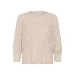 Langarmbluse Kaffe "Bluse langarm KAtio", Damen, Gr. L, beige (feather gray), Obermaterial: 99% Polyester PES. 1% Elasthan EL., Blusen