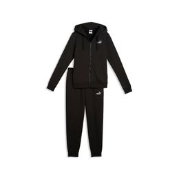 Trainingsanzug Puma "HOODED SWEAT SUIT FULL-ZIP FL CL", Damen, Gr. XL, Puma schwarz, Fleece, Obermaterial: 66% Baumwolle, 34% Polyester, unifarben, regular fit, Sportanz&uuml;ge Trainingsanzug, mit Kapuze, Regular Fit