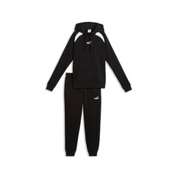 Trainingsanzug Puma "HOODED SWEAT SUIT FL CL", Damen, Gr. XL, Puma schwarz, Fleece, Obermaterial: 66% Baumwolle, 34% Polyester, unifarben, regular fit, Sportanz&uuml;ge Trainingsanzug, mit Kapuze, Regular Fit
