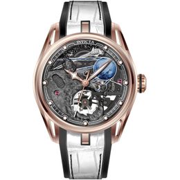 Invicta Celestial 70089 Herrenuhr - Mechanisches Werk - Edelstahl mit schwarzem Zifferblatt - 44 mm