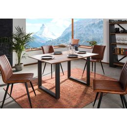 Esstisch Akazie 160x90 natur lackiert / U-Beine anth. matt SWISS EDGE