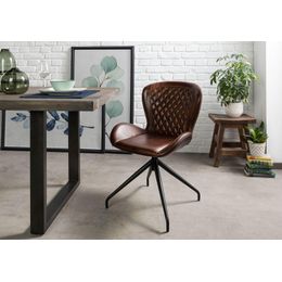 Stuhl Echtleder 61x52x86 braun IRON LABEL #112