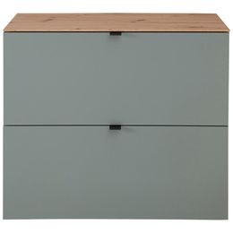 Voleo Schuhkipper, Salbeigr&uuml;n, Eiche Artisan, Holzwerkstoff, 4 F&auml;cher, 100x84x37 cm, Beim&ouml;bel erh&auml;ltlich, h&auml;ngend, Garderobe, Schuhaufbewahrung, Schuhkipper