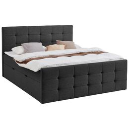 Boxxx Boxbett, Schwarz, Textil, H3, 0-Zonen, H&ouml;he ca. 20 cm, 180x200 cm, Reach, gepolstertes Kopfteil, Stoffauswahl, in verschiedenen Gr&ouml;&szlig;en erh&auml;ltlich, Schlafzimmer, Betten, Doppelbetten