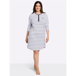 w&auml;schepur sheego Gro&szlig;e Gr&ouml;&szlig;en Sleepshirt aus reiner Baumwolle, wei&szlig;-marine-geringelt, Gr&ouml;&szlig;e 44/46 - Damen