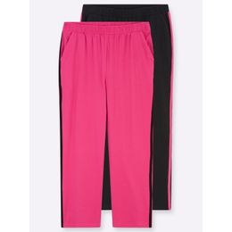 feel good sheego Gro&szlig;e Gr&ouml;&szlig;en Hose, schwarz + fuchsia, Gr&ouml;&szlig;e 18/19 - Damen