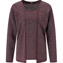 Damen 2-in-1-Pullover mit Glanzgarn burgund-silberfarben, Gr&ouml;&szlig;e 38