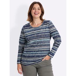 sheego Gro&szlig;e Gr&ouml;&szlig;en Langarmshirt aus reiner Baumwolle, marine-ozean-bedruckt, Gr&ouml;&szlig;e 52 - Damen