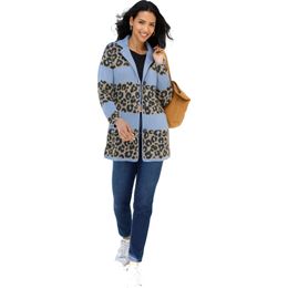 Damen Jacquardstrickjacke im Mustermix bleu-graphit-gemustert, Gr&ouml;&szlig;e 38