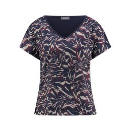 Peter Hahn Basler - Blusen-Shirt mit V-Ausschnitt, blau, Gr. 46 / L