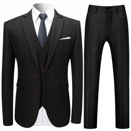 Allthemen Schwarzer formeller 3-teiliger Anzug in Slim Fit