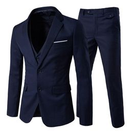 Allthemen Marineblauer 3-teiliger Anzug mit Revers
