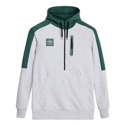 Umbro - "Terrace" Kapuzenpullover mit halbem Rei&szlig;verschluss f&uuml;r Herren (Tanne/Eisblau Marl)