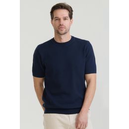 T-Shirt Basic-Strick-T-Shirt Mit Rundhalsausschnitt Und Kn&ouml;pfen