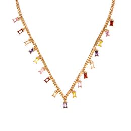 Luxenter Halskette aus mehrfarbigem Zirkonia mit 18 Karat Gelbgold-Finish &ndash; Enfo