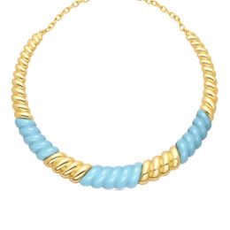 Luxenter Halskette mit 18 Karat Gelbgold-Finish und blauem Harz &ndash; Rawil