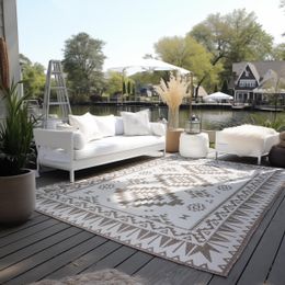 Teppich ELLE DECORATION "Dynamic, Wendeteppich", beige (linen), B:80cm H:5mm L:150cm, Polypropylen, Teppiche, Teppich, Flachgewebe, In-& Outdoor, Modern, wendbar, Balkon, Wohnzimmer, Au&szlig;en