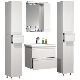 Waschtisch Vcm "5-tlg. Waschplatz Waschtisch Schubladen Silora L", wei&szlig;, B:120cm T:46cm, Waschtische, Waschtisch