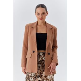Langer Blazer aus Kunstleder