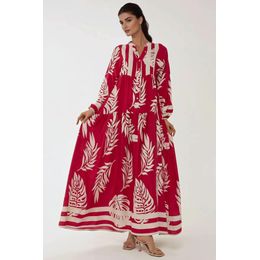 Bedrucktes Maxi-Kleid aus Viskose mit langen &Auml;rmeln