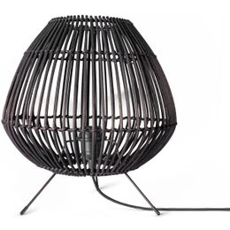 Paco Home Tischleuchte "PIRU", schwarz, &Oslash; 31cm H: 33,5cm, Leuchten, Rattan Boho Style Dreibein Natur Nacht E27, Tischleuchte