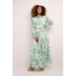 Cream Kleid A-shape white green