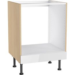 Herdumbauschrank KOCHSTATION "KS-Lucy", wei&szlig; glanz, eiche hell, B:60cm H:87cm T:58,1cm, Schr&auml;nke, Herdumbauschrank, Breite 60 cm, 1 Blende, h&ouml;henverstellbare F&uuml;&szlig;e