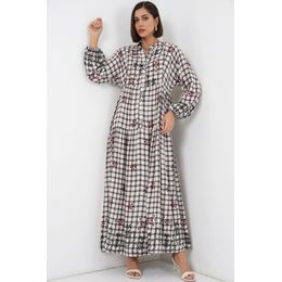 Gemustertes V-Ausschnitt Maxikleid