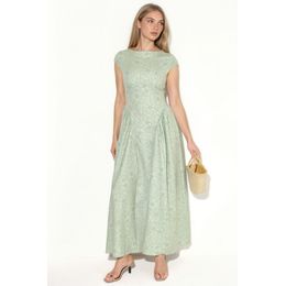 Boot-Ausschnitt Blumen-Jacquard Maxi-Kleid