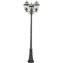 Pollerleuchte Searchlight "Au&szlig;enleuchte New Orleans, 3-flammig", schwarz (schwarz und gold), B:55cm H:227cm L:55cm &Oslash;:55cm, Leuchten, Klassisches Ambiente