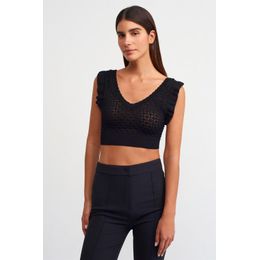 Taillierte &auml;rmellose Crop-Bluse mit Bindeband vorne